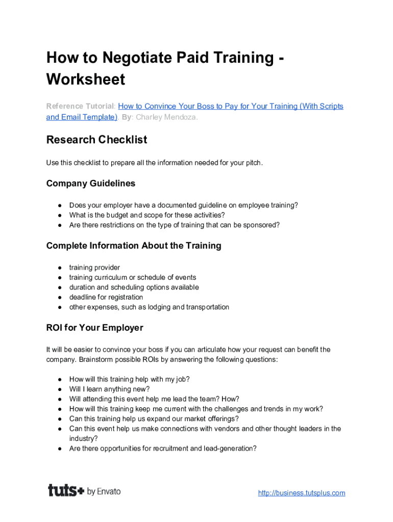 Fillable Online How to Negotiate Paid Training Worksheet Fax Email ...