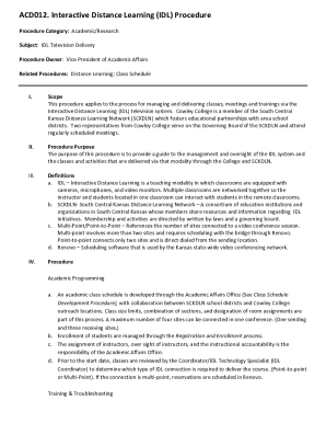Fillable Online INTERACTIVE DISTANCE LEARNING (IDL) TEMPLATE Fax Email ...