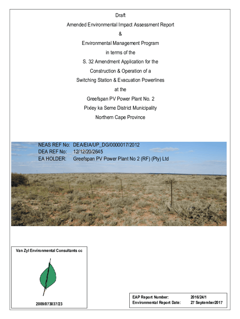 Fillable Online DRAFT EIA REPORT FOR THE ELAND MINE PV SOLAR ... Fax Email Print - pdfFiller