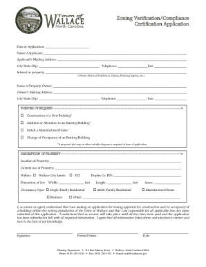 Fillable Online Zoning Verification/Compliance Certification ...