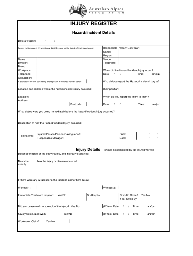Fillable Online Reporting an Injury at Work: Eight Steps Fax Email ...