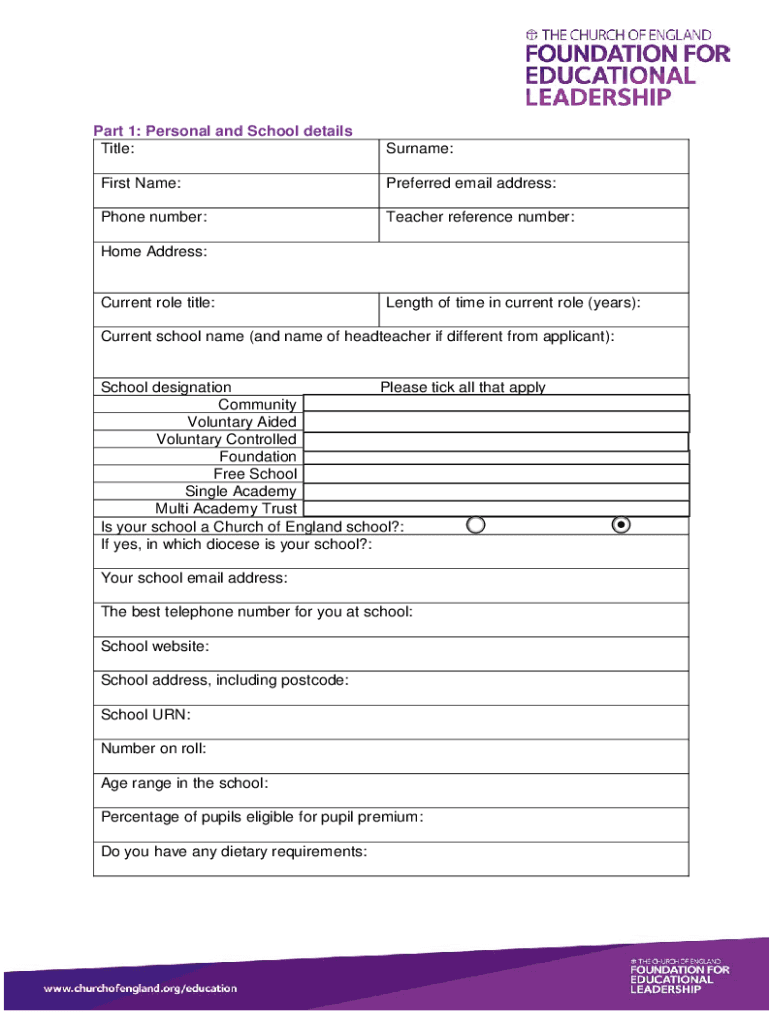 Fillable Online The Church of England Professional Qualification for ...