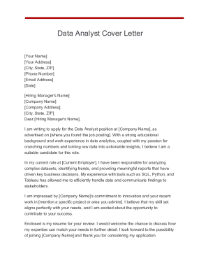 Fillable Online Data Analyst Cover Letter Fax Email Print - pdfFiller