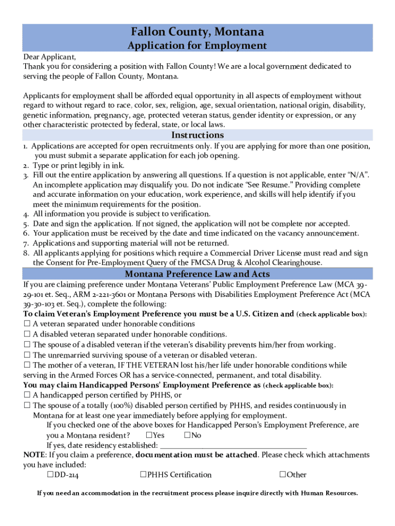 Fillable Online Fallon County, Montana Fax Email Print - pdfFiller