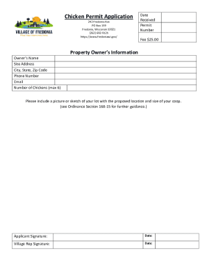 Fillable Online Chicken Permit Application Form (PDF) Fax Email Print ...