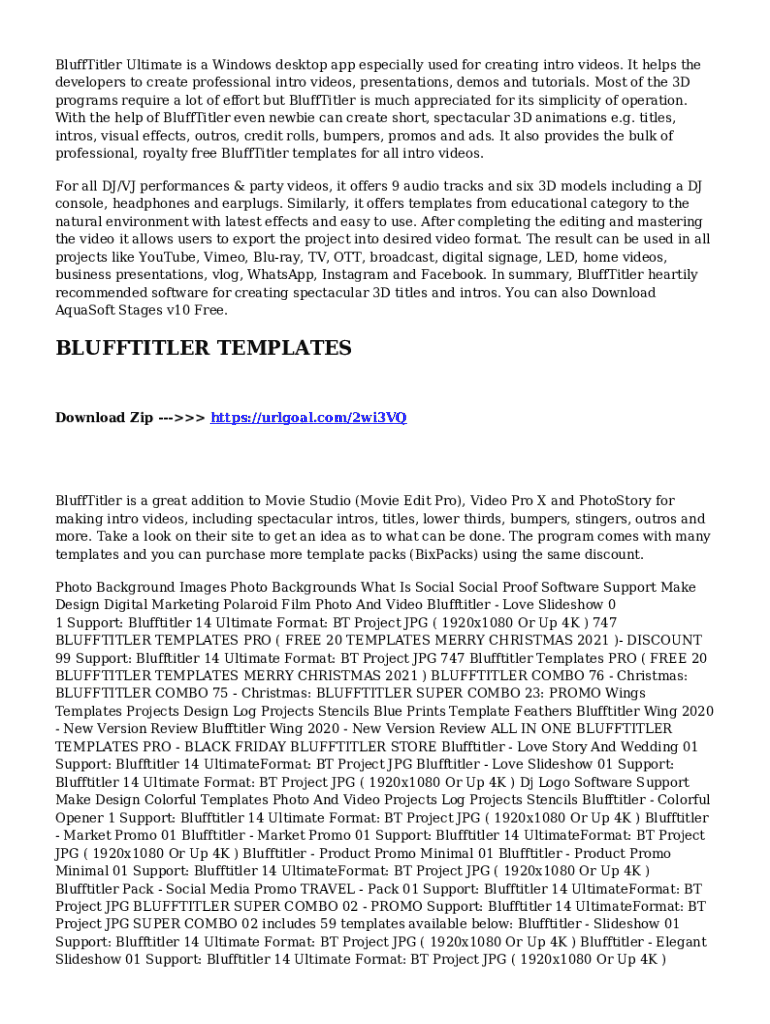 Blufftitler Templates - Fill Online, Printable, Fillable, Blank | pdfFiller