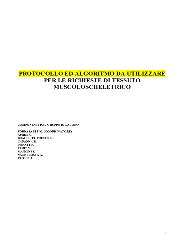 Compilabile Online PROTOCOLLO ED ALGORITMO DA UTILIZZARE PER LE ... Fax Email Stampa - pdfFiller