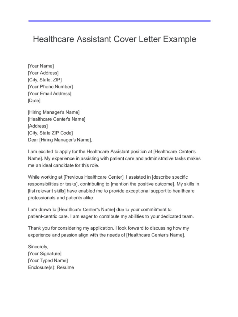 Fillable Online How to write a health care assistant cover letter Fax ...