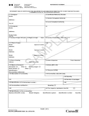Fillable Online Notes for Guidance: Export Health Certificate for the ...