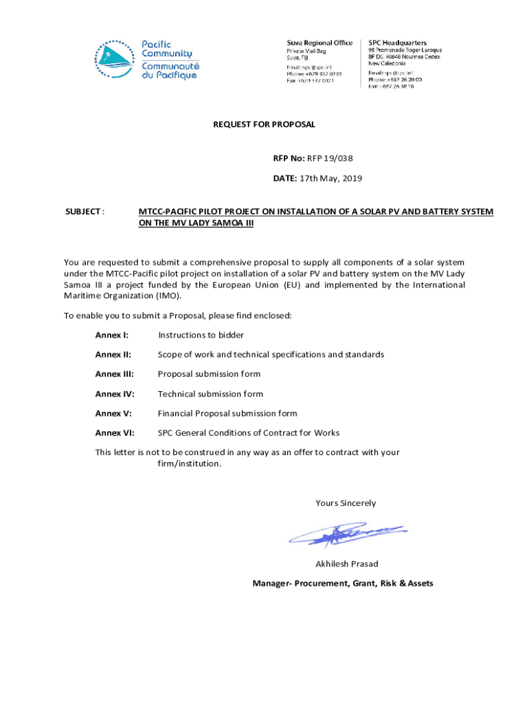 Fillable Online Request for Proposal - Solar Photovoltaic System Fax ...