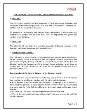 Fillable Online Sample Board Code of Conduct Fax Email Print - pdfFiller
