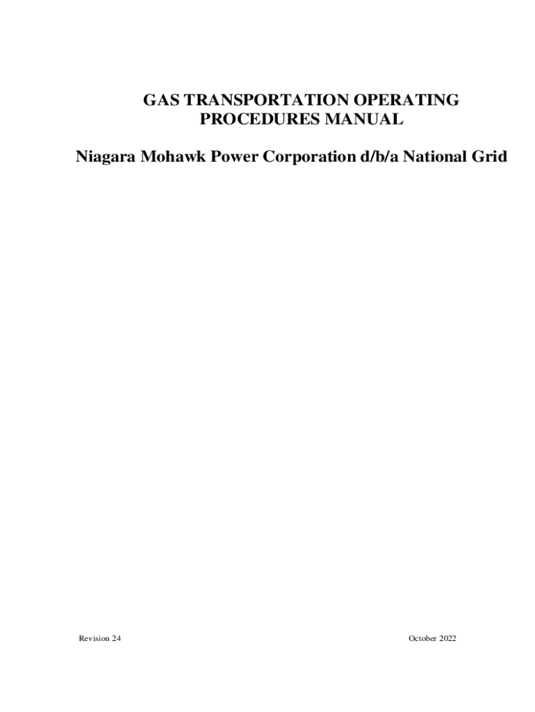 Fillable Online GAS TRANSPORTATION OPERATIONAL PROCEDURES ... Fax Email ...