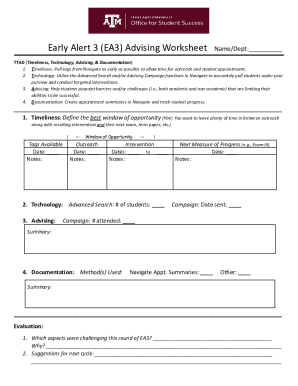 Fillable Online studentsuccess tamu Early Alert 3 (EA3) Advising ...
