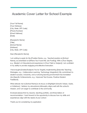 Fillable Online Academic Cover Letter for School Example Fax Email ...