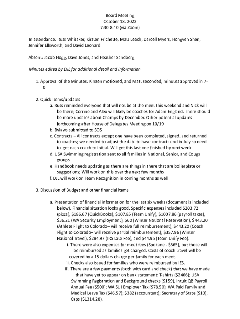 Fillable Online Russ Whitaker, Kirsten Frichette, Matt Leach, Darcell ...