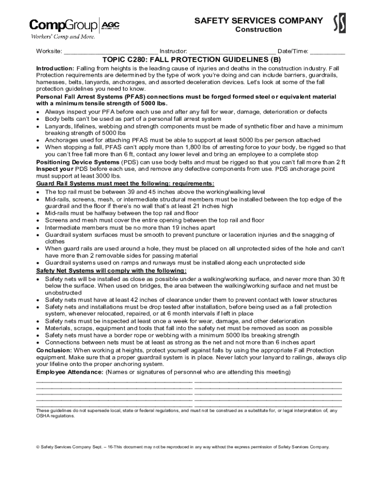 Fillable Online Fall Protection Safety Program and Training Materials ...