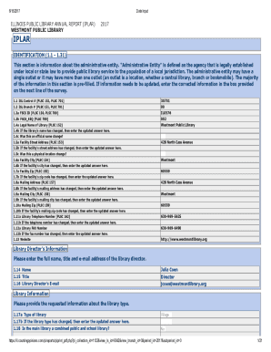 Fillable Online ILLINOIS PUBLIC LIBRARY ANNUAL REPORT (IPLAR) ... Fax ...