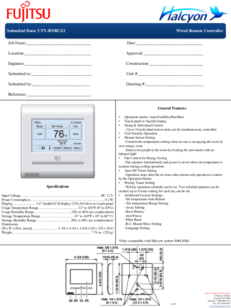 Fillable Online FUJITSU Thermostat Convertor Instruction Manual Fax ...