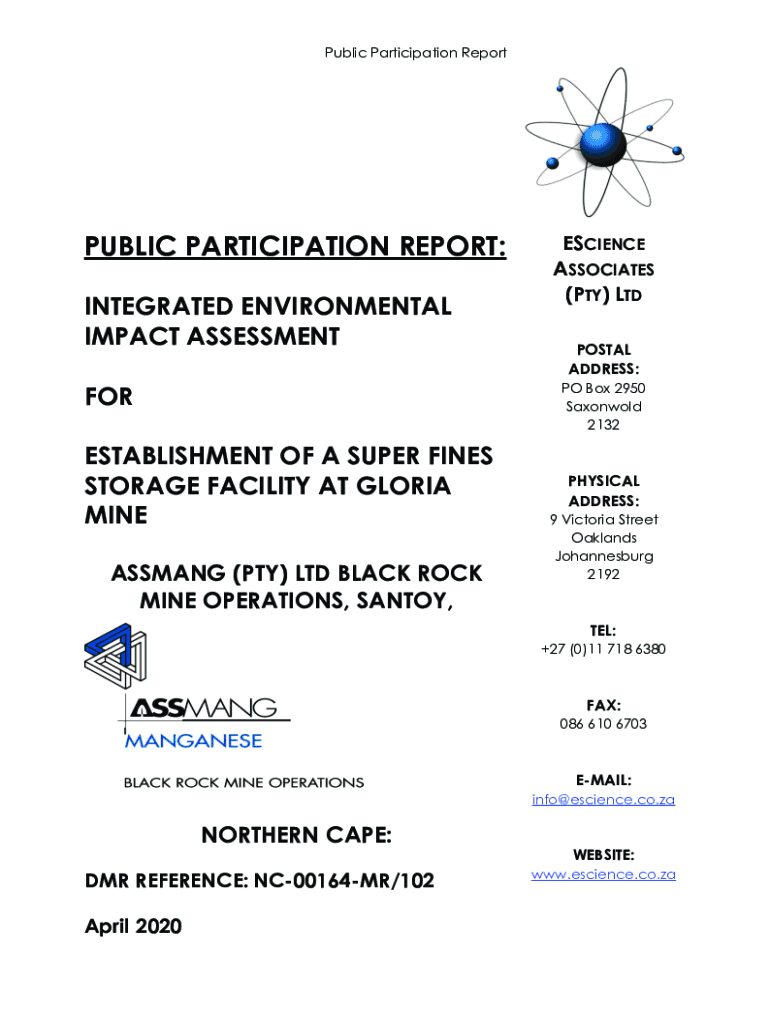 Fillable Online public participation report: - integrated environmental ...