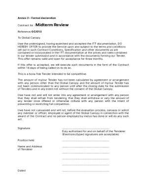 Fillable Online Annex 2 - Form of Tender and Questions.docx Fax Email ...