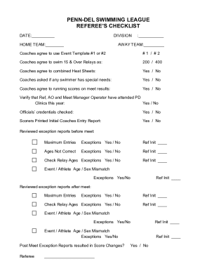 Fillable Online Penn-Del YMCA Swim League - Meet Forms Fax Email Print ...
