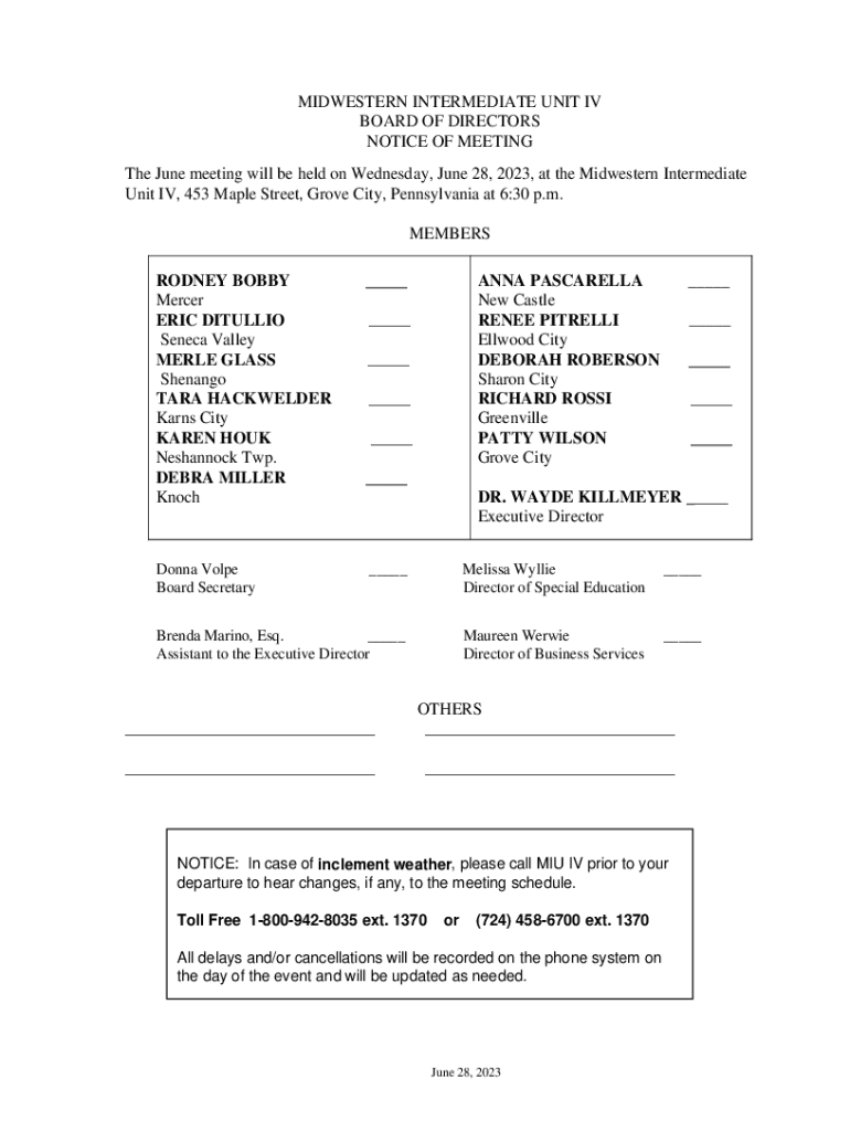 Fillable Online Midwestern Intermediate Unit IV - Grove City Area School District Fax Email ...