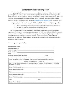 Fillable Online Student in Good Standing Form Fax Email Print - pdfFiller