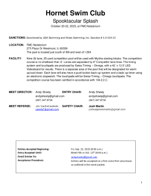 Fillable Online Hornet Swim Club - Spooktacular Splash Fax Email Print - pdfFiller