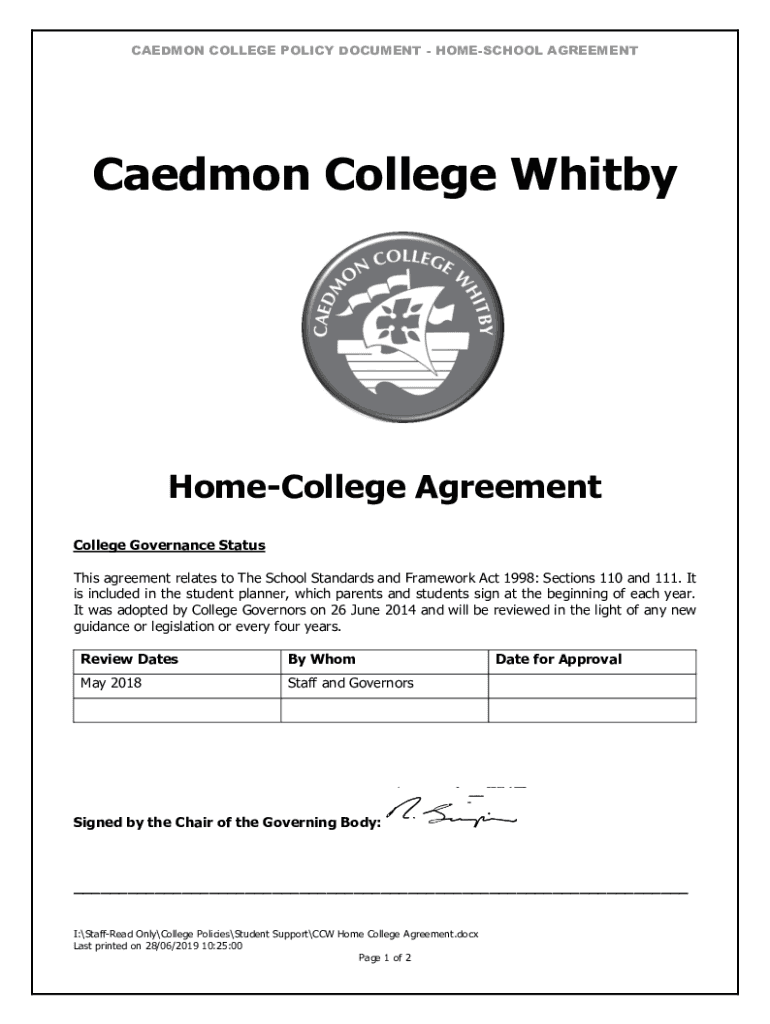 Fillable Online Home-school agreements - Guidance for local authorities ...