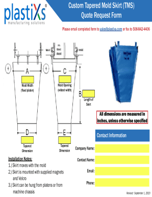Fillable Online Custom Tapered Mold Skirt (TMS) Quote Request Form Fax Email Print - pdfFiller