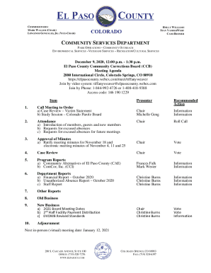 Fillable Online El Paso County Variance Request from portions of Public ...