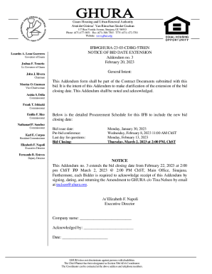 Fillable Online NOTICE OF BID DATE EXTENSION Fax Email Print - pdfFiller