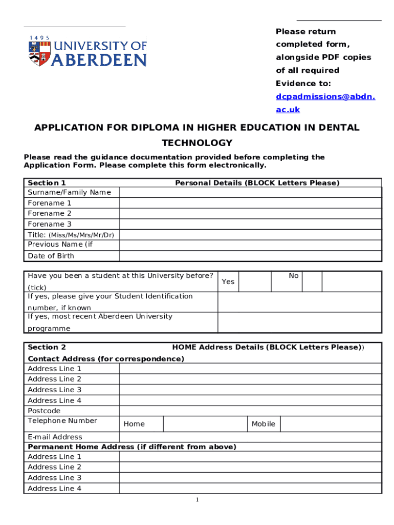 DipHE Application Institute of Dentistry Doc Template | pdfFiller
