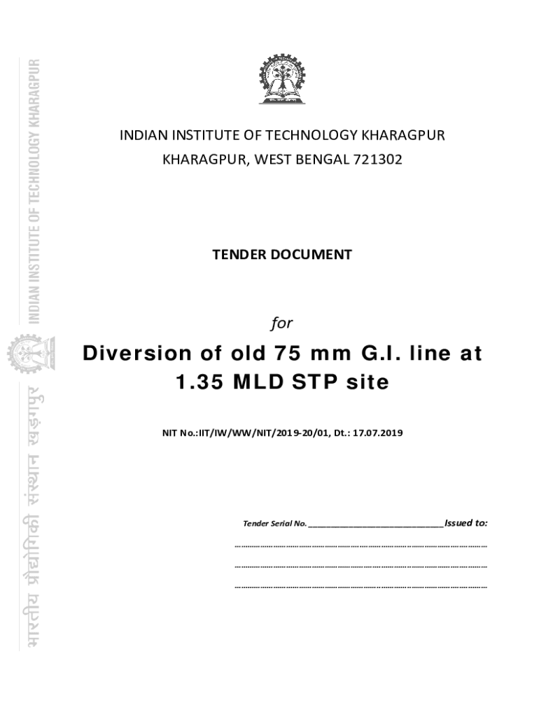 Fillable Online Diversion of old 75 mm G.I. line at 1.35 MLD STP site ...