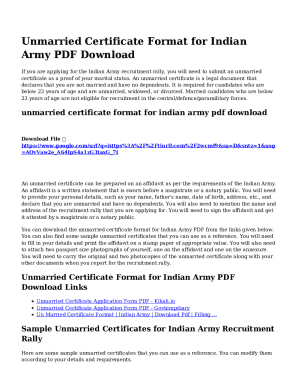 Fillable Online Unmarried Certificate Format for Indian Fax Email Print ...