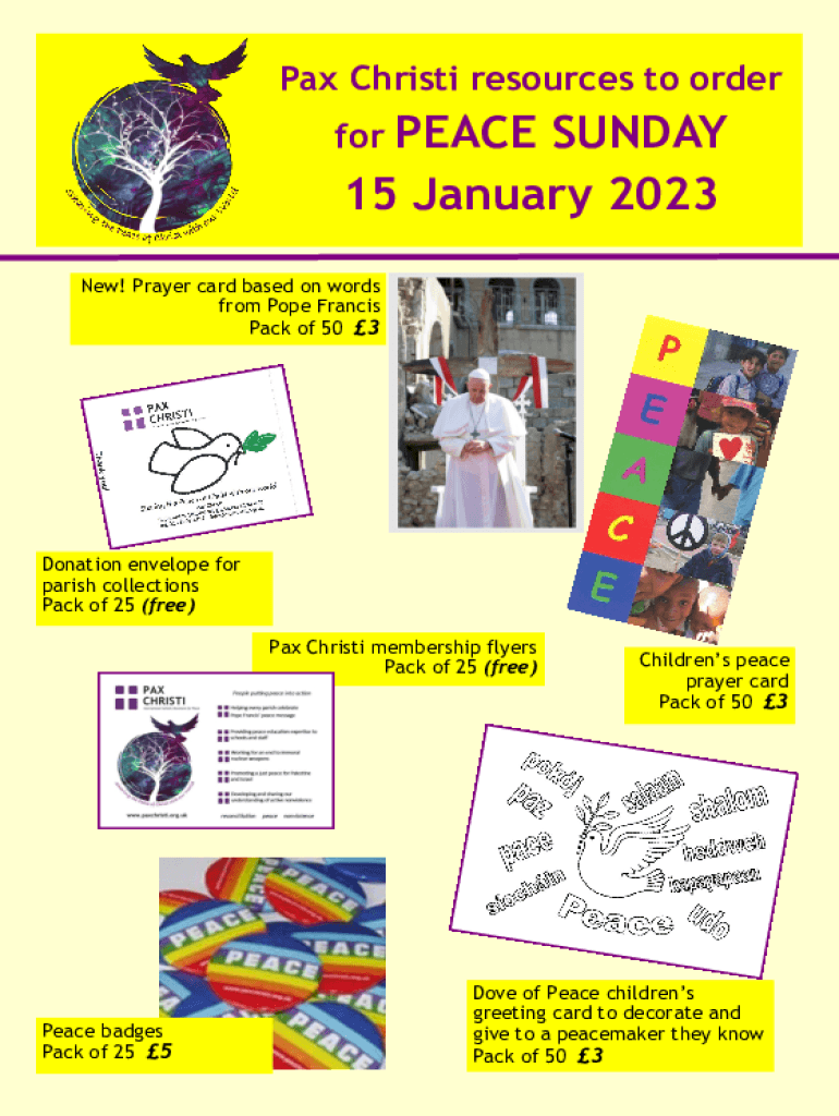 Fillable Online paxchristi org Peace Sunday to be celebrated around ...