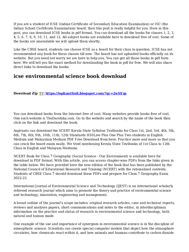 Fillable Online ICSE - Indian Certificate of Secondary Education Fax ...