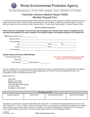 Fillable Online PIMW Manifest Request Form Fax Email Print - pdfFiller
