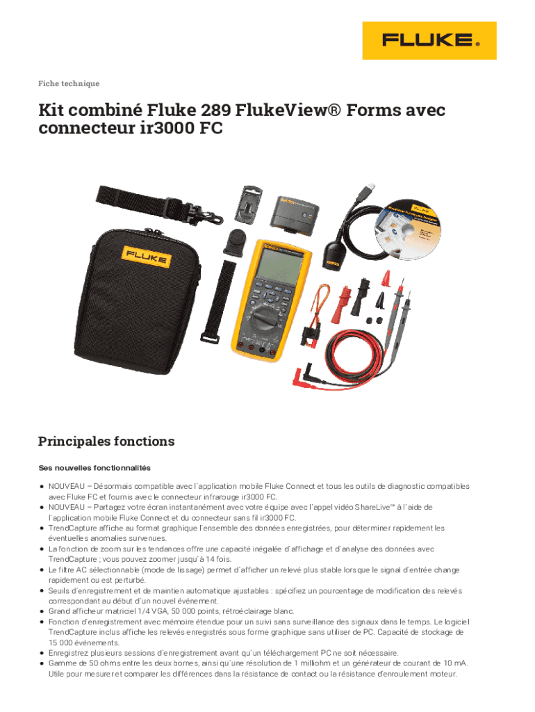 Remplissable En Ligne Fluke 289 FlukeView Forms Combo Kit with ir3000 ...