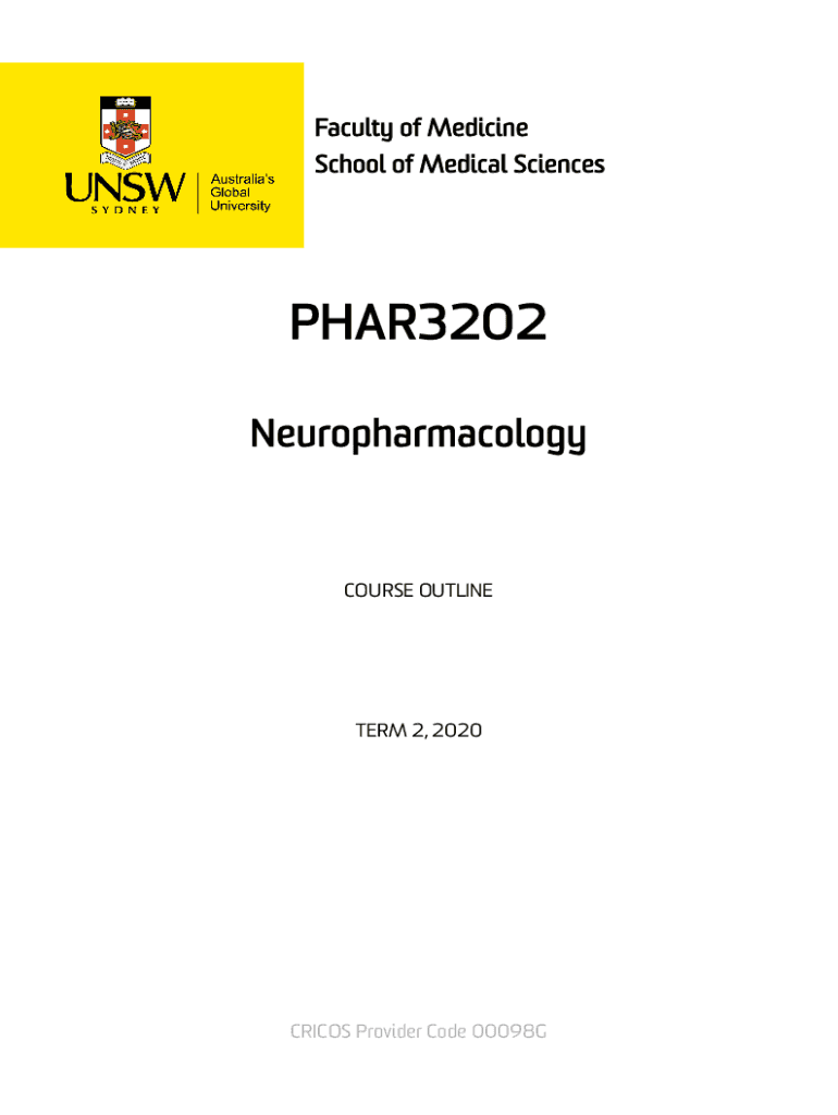 Fillable Online medicalsciences med unsw edu PHAR3202 course outline ...