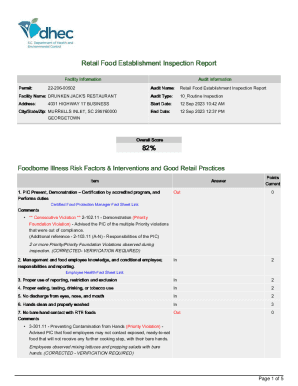 Fillable Online pubdoc dhec sc Retail Food Inspection Fax Email Print ...