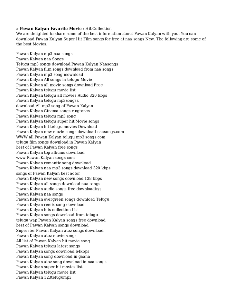 Pawan Kalyan All Songs Download Mp3 - Fill Online, Printable, Fillable ...