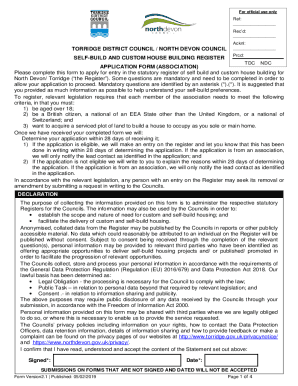 Fillable Online Self Build - Register of Interest - Application Form ...