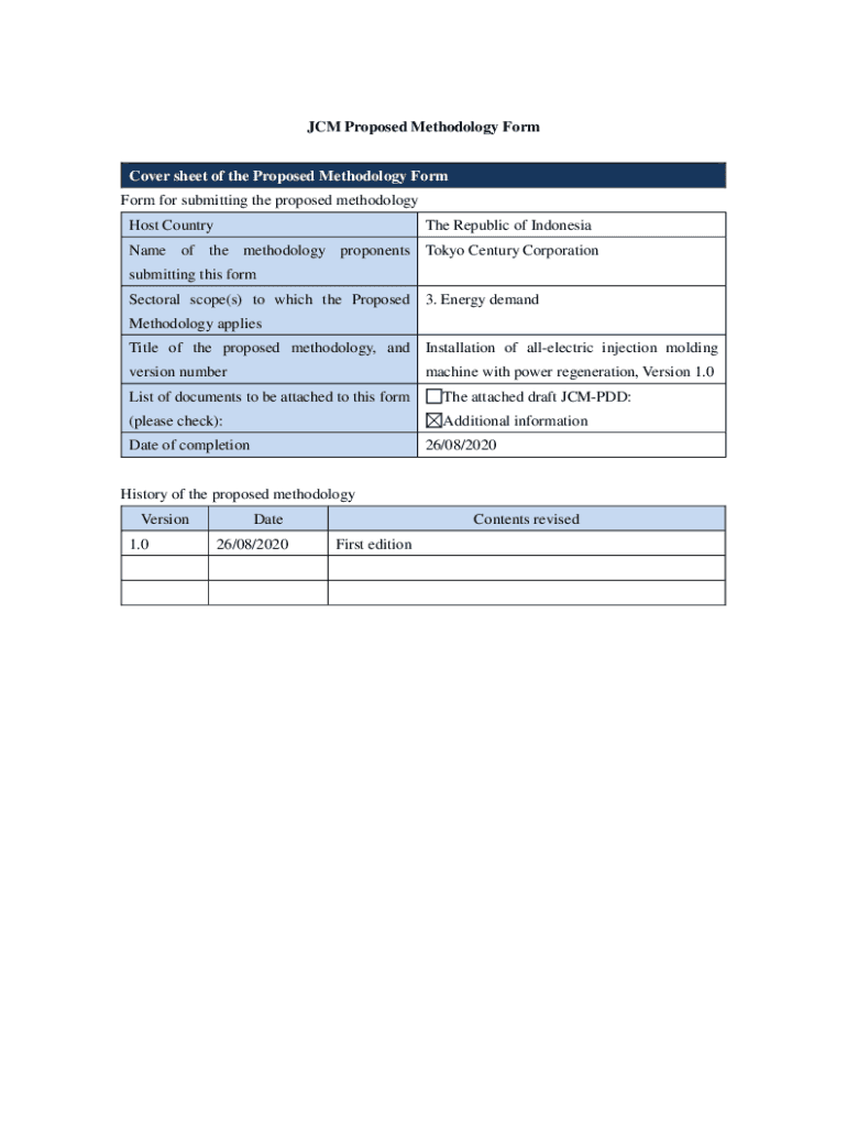 Fillable Online jcm ekon go JCM Proposed Methodology Form - PDF Free ...