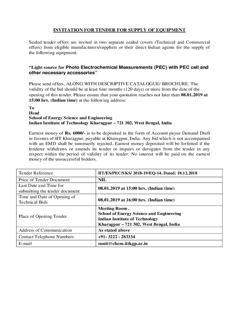 Fillable Online 1/6 INVITATION FOR TENDER FOR SUPPLY OF ... Fax Email ...