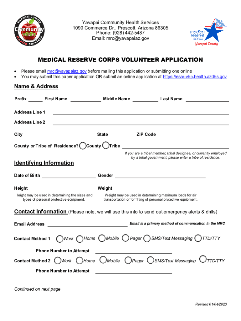 Fillable Online Yavapai County Community Health ServicesPrescott AZ Fax Email Print - pdfFiller