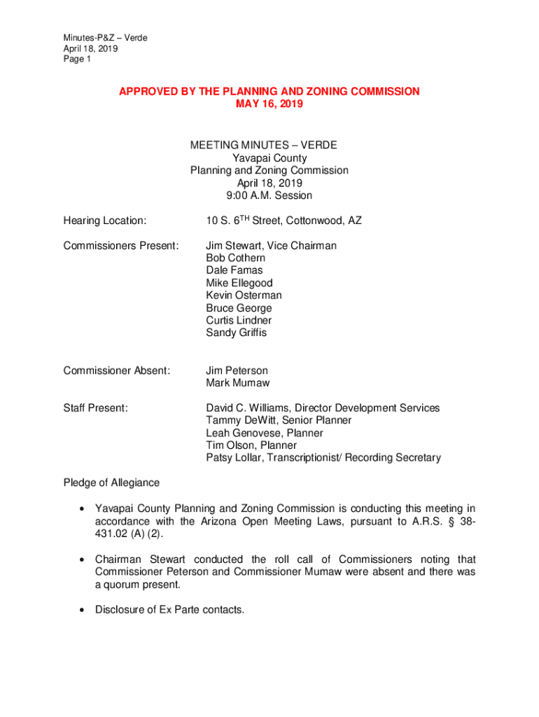 Fillable Online approved by the planning and zoning commission may 16 ...
