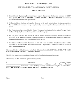 Fillable Online Bid Schedule - Revised August 1, 2023 Chip Seal (Fall ...
