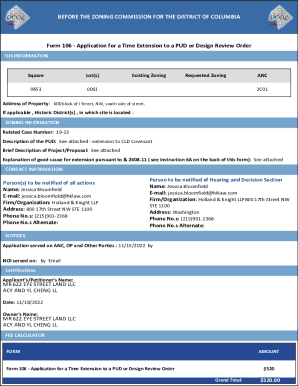 Fillable Online Form 106 - Application for a Time Extension to a PUD or ...