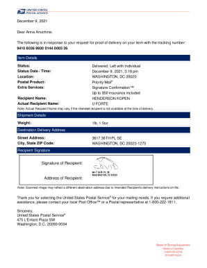 Fillable Online For USPS, how can I send the proof of delivery ... Fax ...